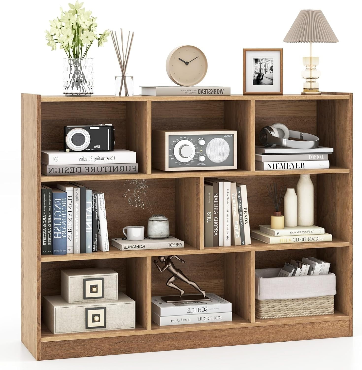 LDAILY 8 Cube Bookshelf, 3-Tier Storage Cabinet with Anti-Tipping ...