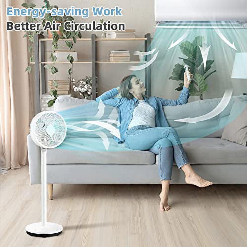 LDAILY 9" Pedestal Fan with Remote, Oscillating Air Circulator Fan w/ 3 ...