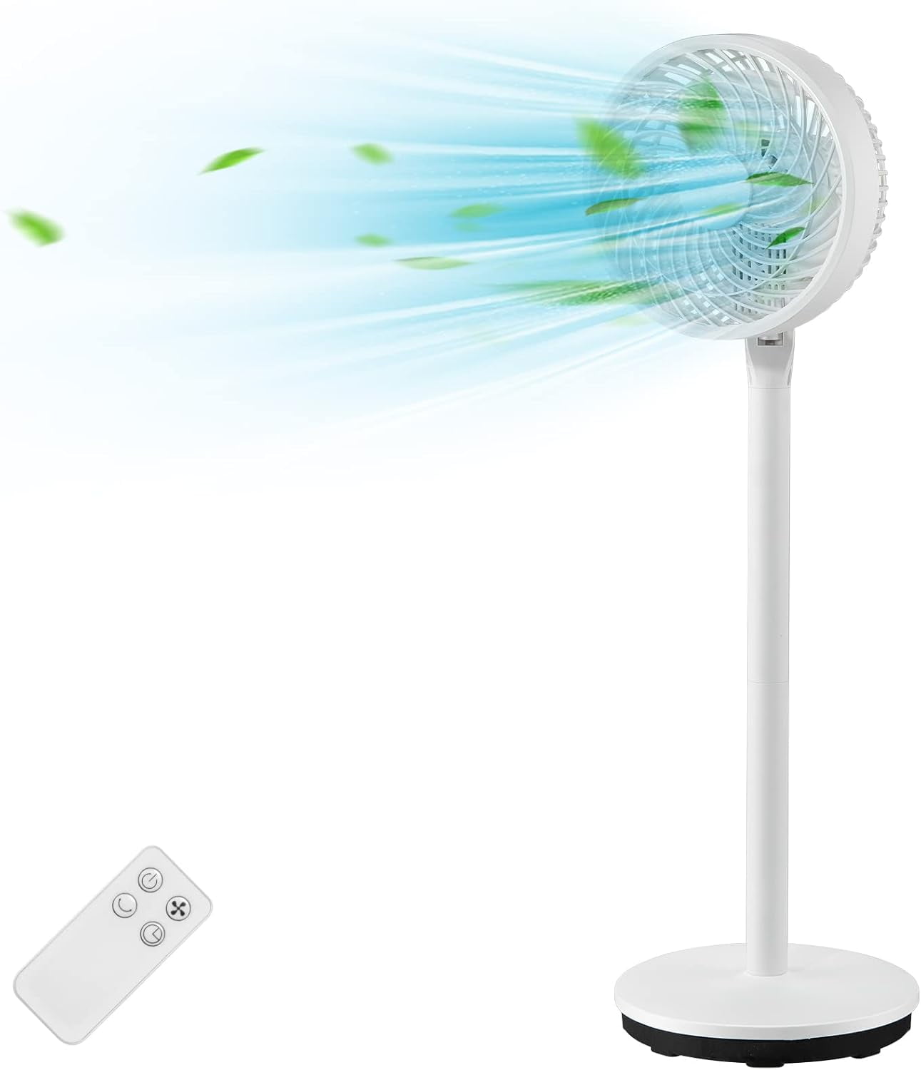 LDAILY 9" Pedestal Fan with Remote, Oscillating Air Circulator Fan w/ 3 Wind Speeds & 7 H Timer ...