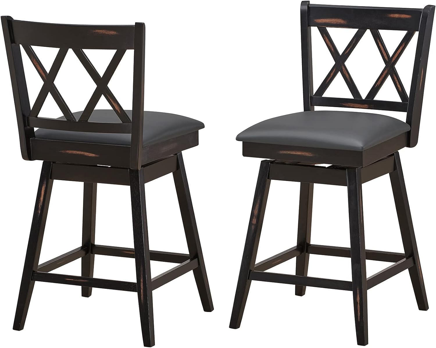 LDAILY Bar Stools Set of 2, Swivel Bar Stools 25 Inches with ...