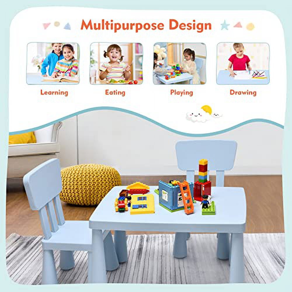 LDAILY Kids Table and Chairs, 3-Piece Children Arts Nursery Furniture ...