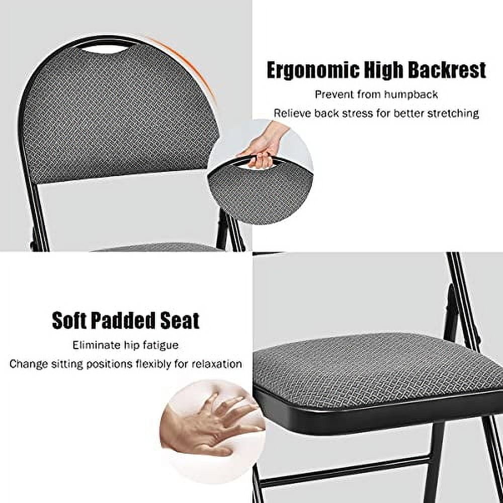 LDAILY Moccha 6 Pack Folding Chair, Heavy Duty Folding Chair w/Handle Hole & Steel Frame ...