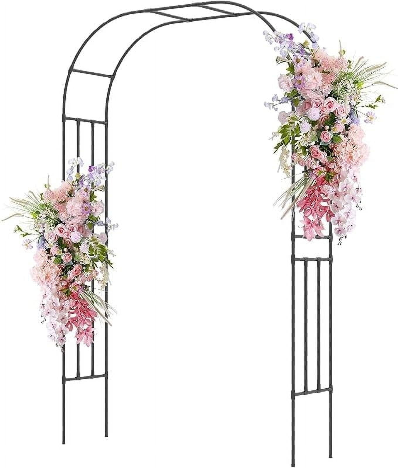 LDAILY Moccha Garden Arch Arbor Trellis, 95" Sturdy Metal Arbor with PE ...