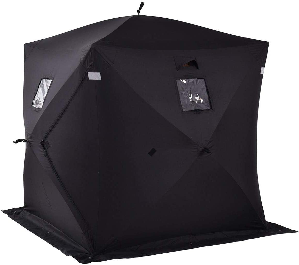 LDAILY Moccha Ice Fishing Shelter, 2-3 Person Pop-up Ice Shanty Tent ...