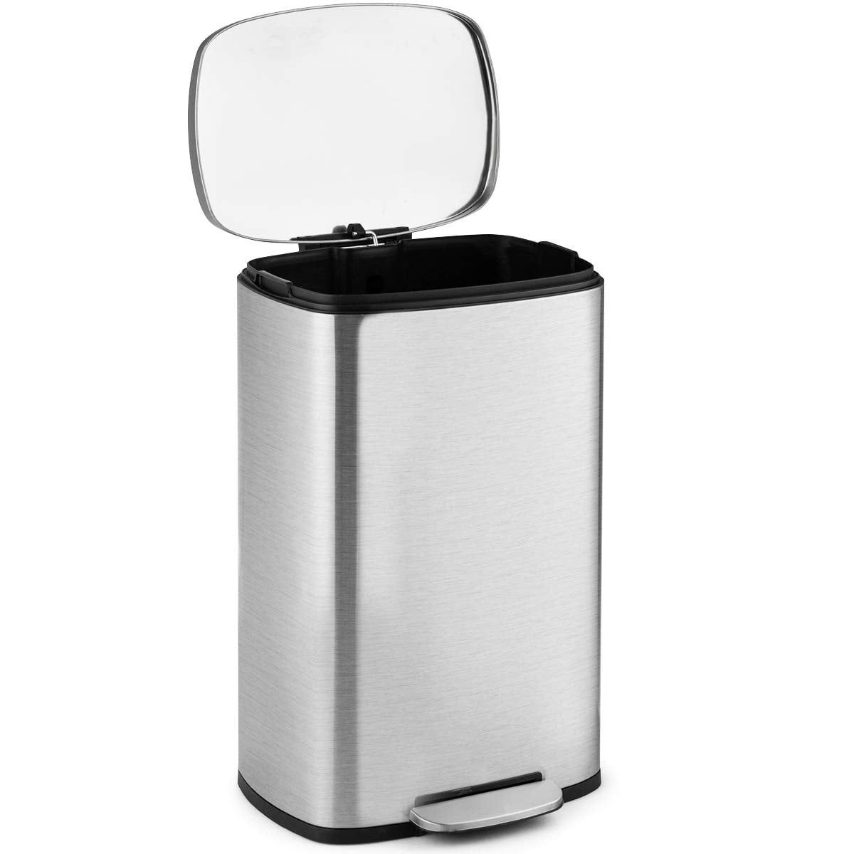 LDAILY Moccha Stainless Steel Rectangular Trash Garbage Can, Step Trash ...