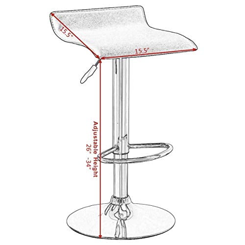 LDAILY Set of 2 Height Adjustable Bar Stools, Kitchen Counter Height ...