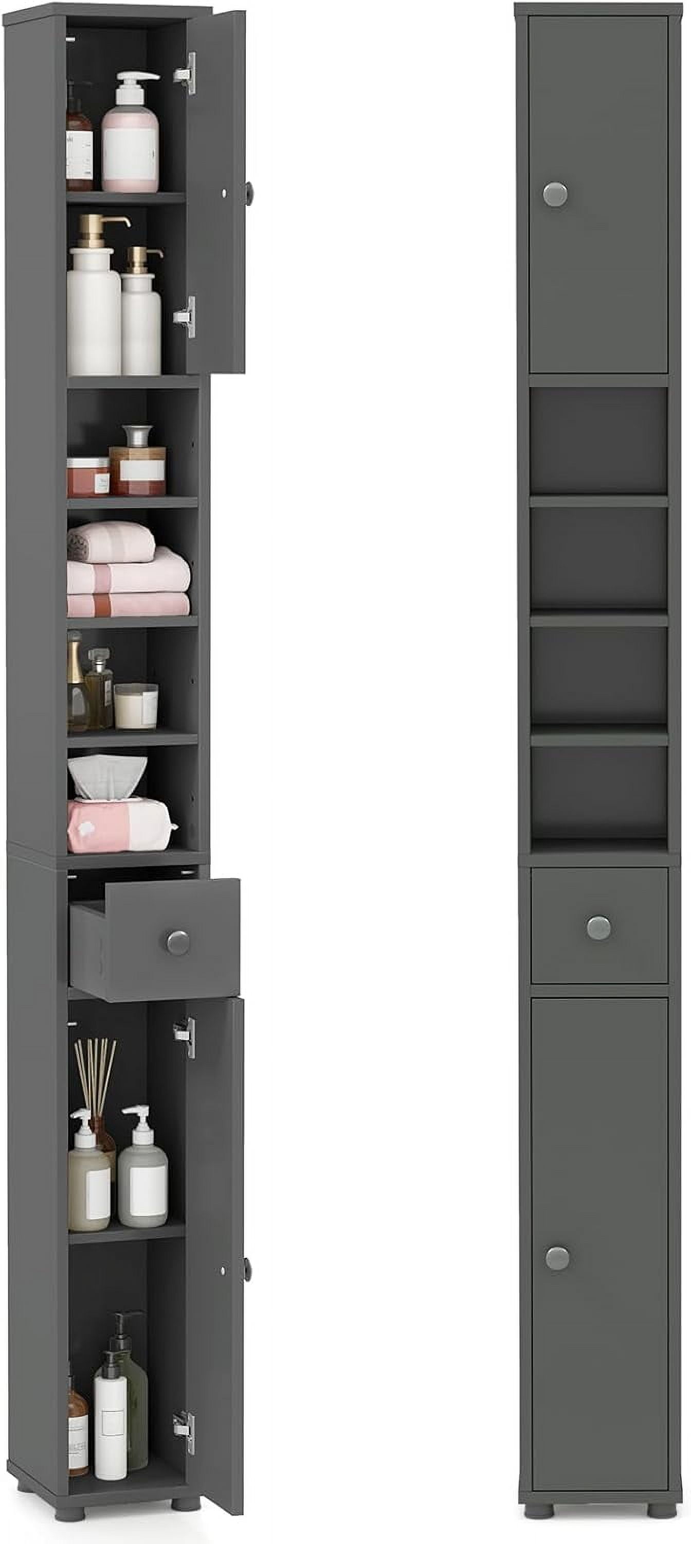 LDAILY Tall Narrow Storage Cabinet, Skinny Bathroom Storage with Drawer ...