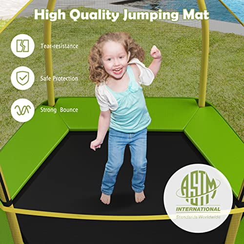 LDAILY Trampoline for Kids, 7FT Recreational Trampolines, Trampoline with Net Safety Enclosure ...