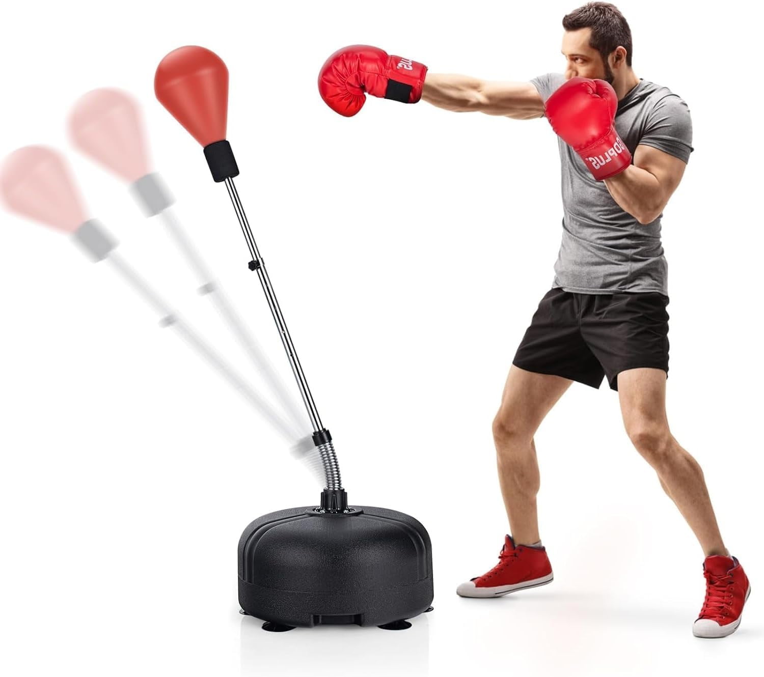 LDALY Punching Bag with Stand for Adults & Teens, Reflex Speed Bag with ...