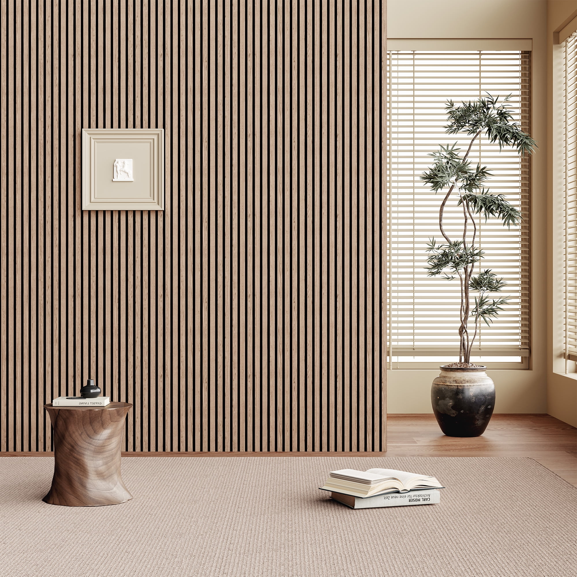 LDB_BUILDING 2PCS 94.5" × 23.6" Wood Slat Acoustic Wall Paneling for ...