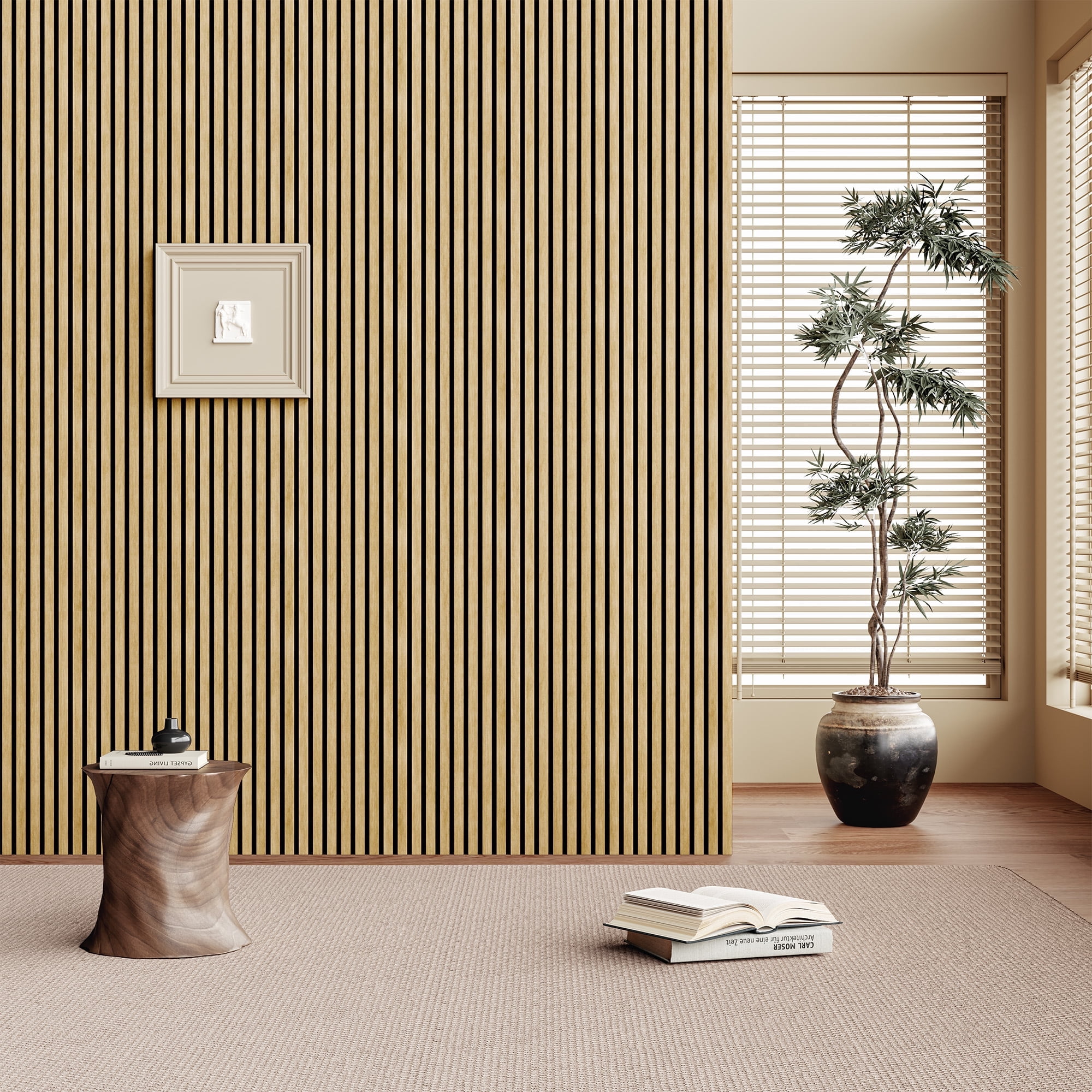 LDB_BUILDING 2PCS 94.5" × 23.6" Wood Slat Acoustic Wall Paneling for ...