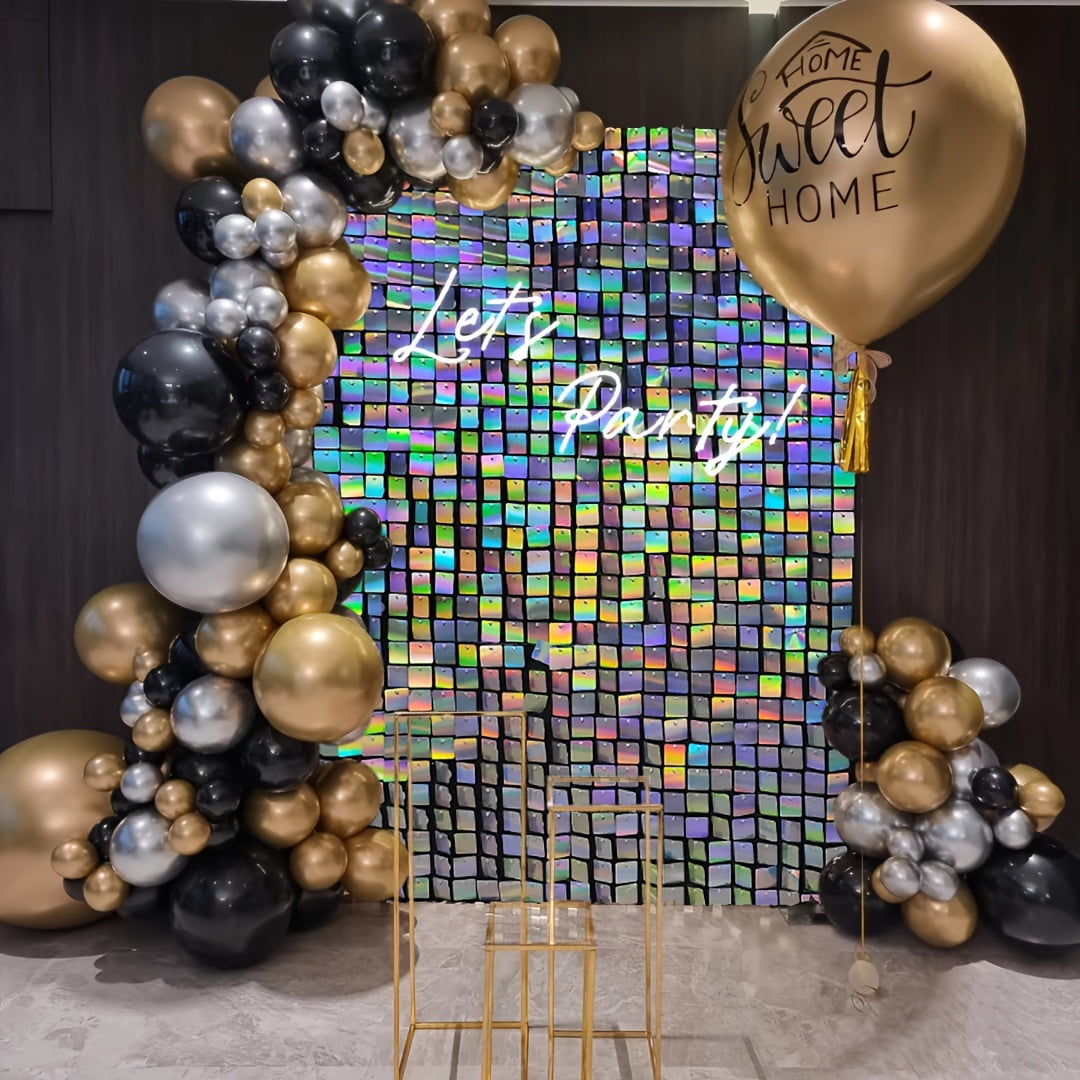 LDBaoXXYY12PCS, Iridescent Silver Sequin Panels Shimmer Wall Backdrop ...