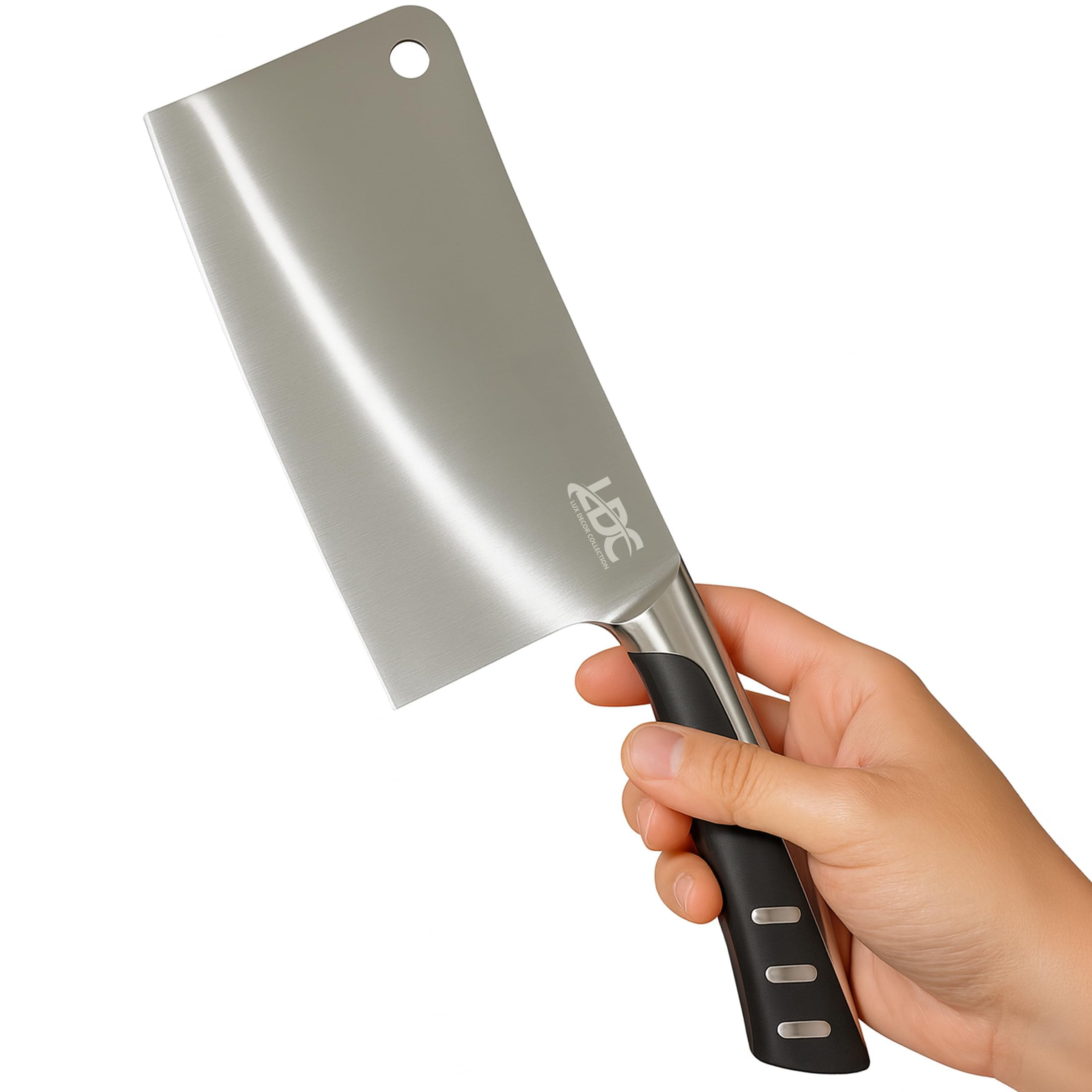 LDC Meat Cleaver Heavy-Duty 7" Inch Knife - High-Carbon Stainless Steel Chef Knife for Meat and ...