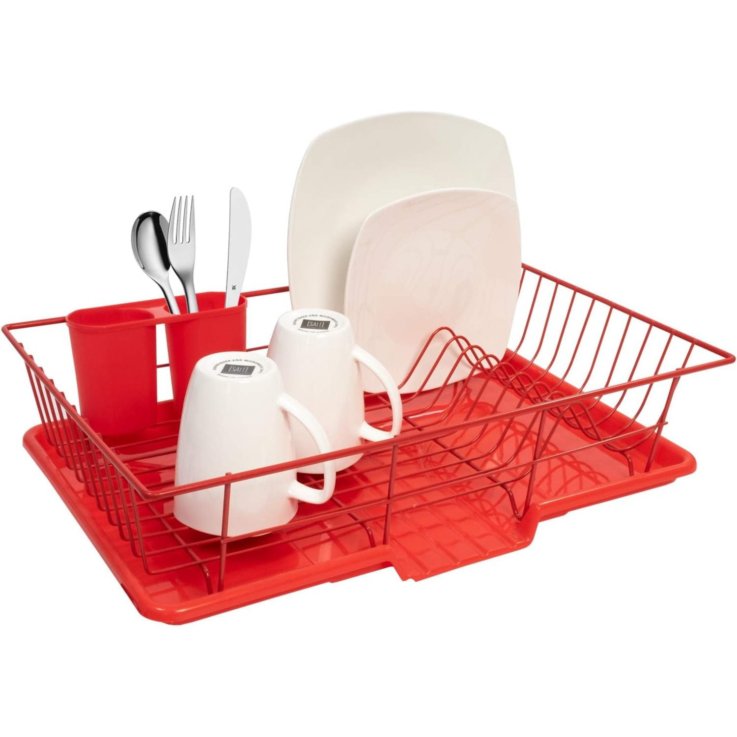 LDHF 3 Piece Metal Dish Drainer Rack Set with Drying Board and Utensil ...
