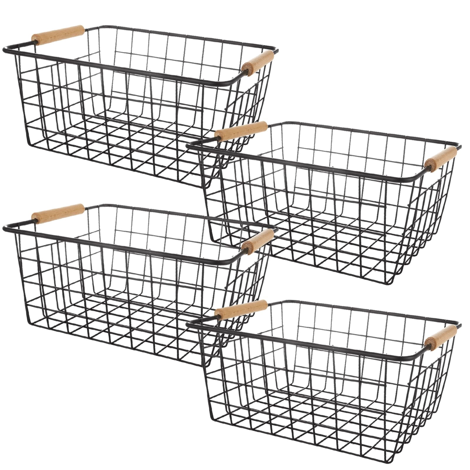 LDHHYH 4 Pack Black Metal Wire Storage Baskets, Pantry Baskets for ...