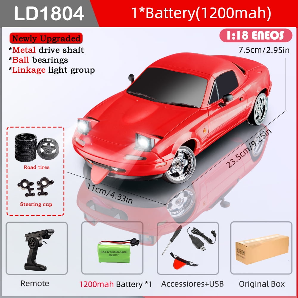 LDRC LD1804 RC Drift Car 1/18 Mazda Mx5 2.4G 2WD ESP Gyroscope LED ...