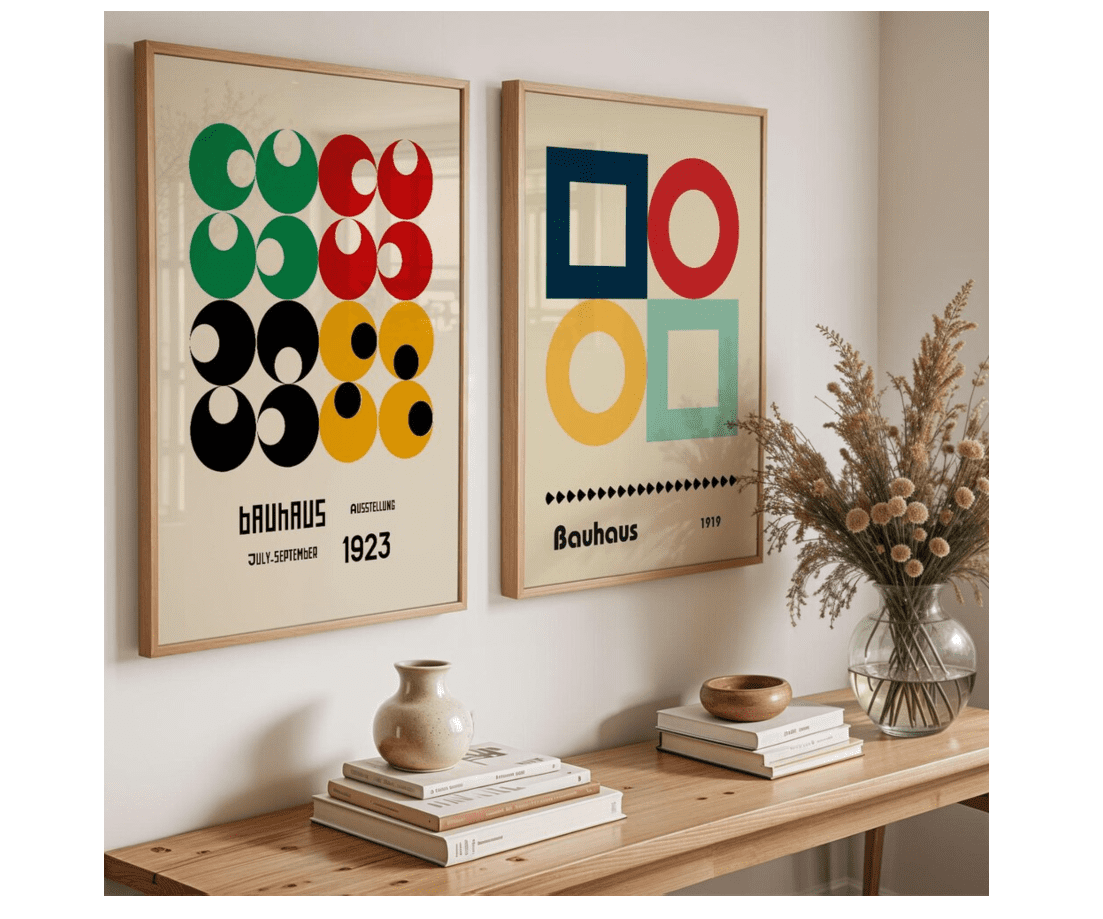 LDWolfe Colorful Bauhaus Poster Set Abstract Geometric Wall Art Set 2 ...