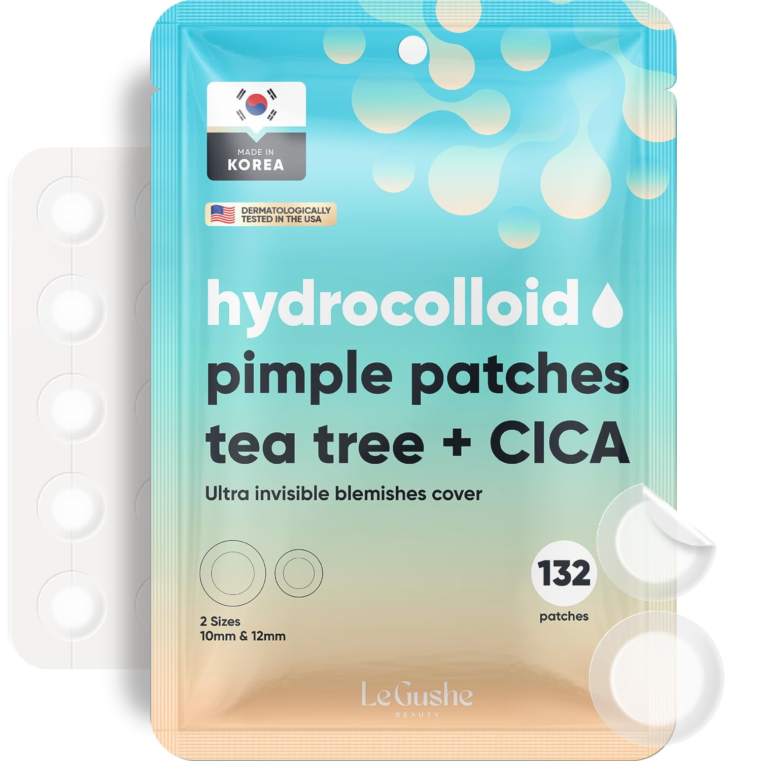 LE GUSHE Korean Pimple YYF14 Patches for Face (132 Dots) - Hydrocolloid ...
