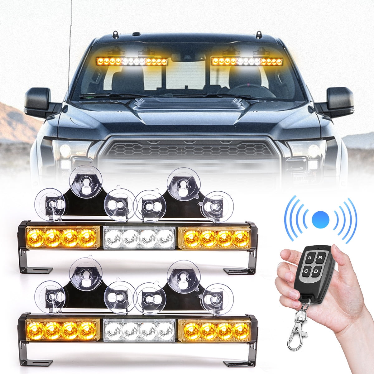 LE-JX 2 In 1 24 LED Traffic Advisor Amber/White Windshield Emergency ...
