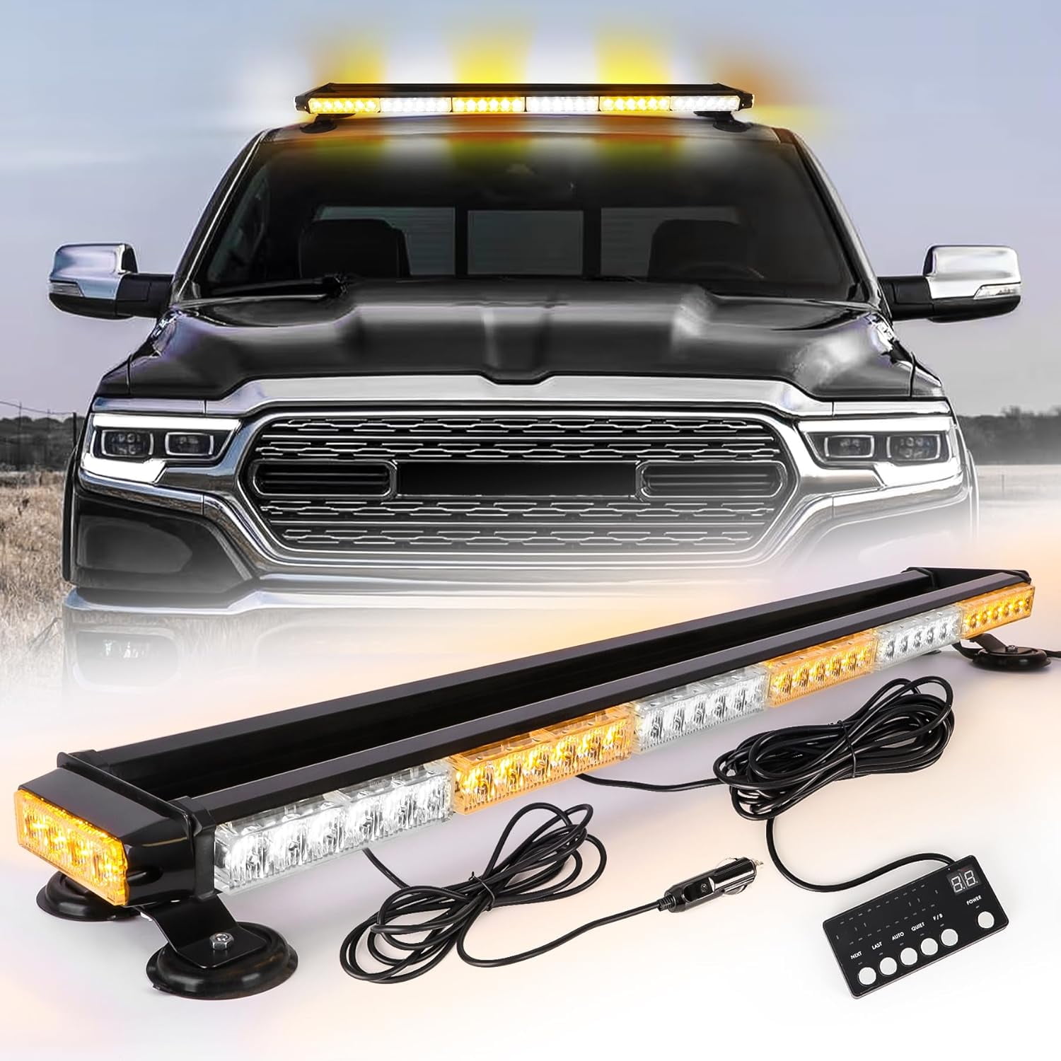 LE-JX 37.5" 80LED Emergency Warning Double Side Rooftop Strobe Light ...