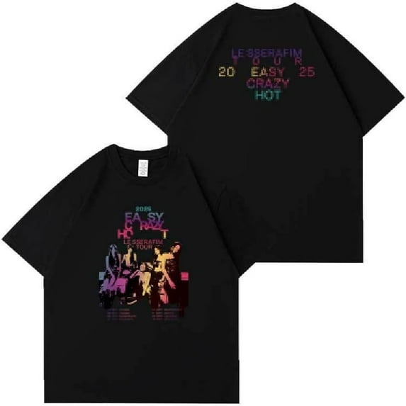 LE SSERAFIM Easy Crazy Hot 2025 Tour T-Shirt - 100% Cotton Kpop Merch ...