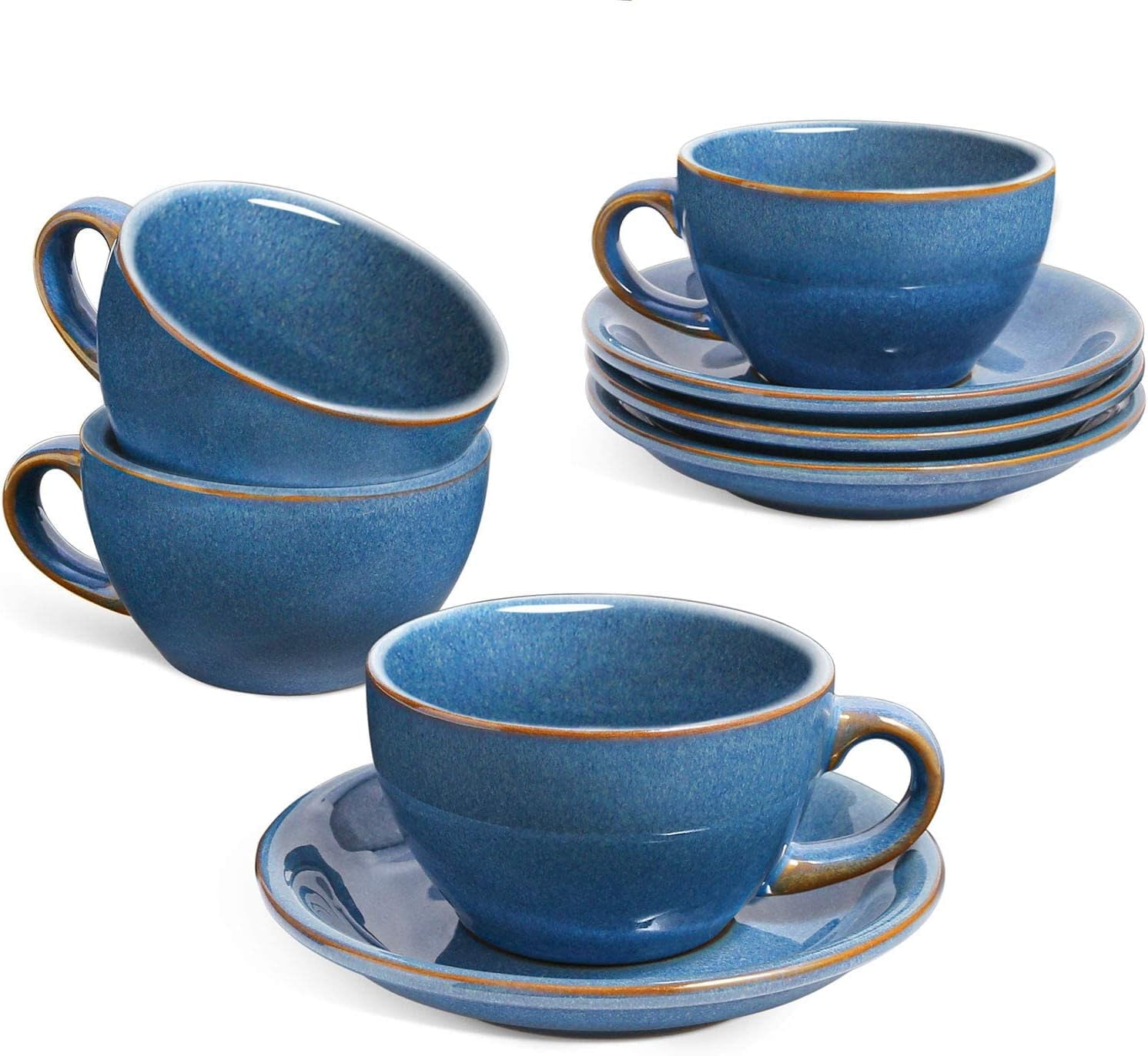 LE TAUCI 6 oz Porcelain Espresso Mugs, Set of 4 Ceramic Cappuccino Cups ...