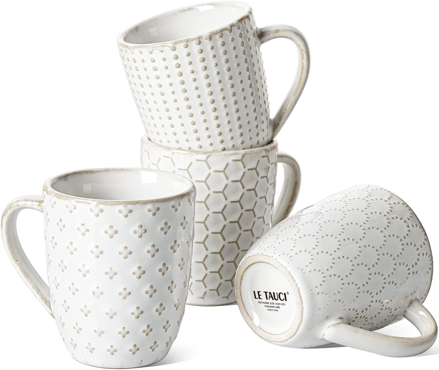LE TAUCI Ceramic Coffee Mugs 12 oz, Microwave Safe, 3.4 inch Tall Cups ...