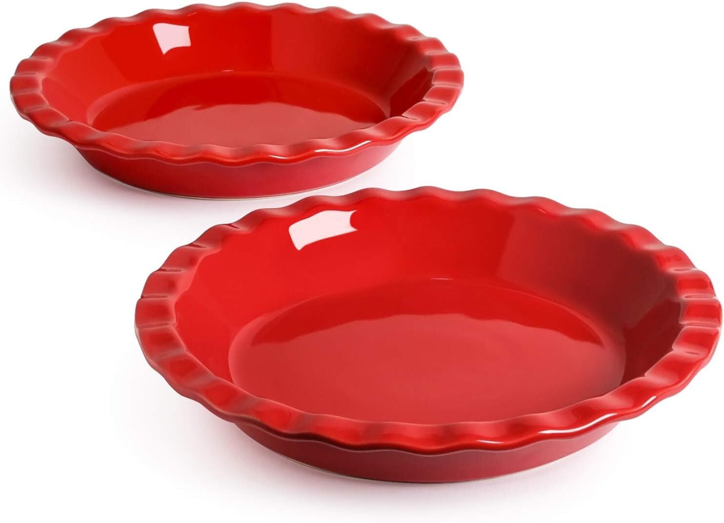 LE TAUCI Set of 2 Ceramic Pie Pans, 36 OZ Pie pans 9 Inch Round Baking ...