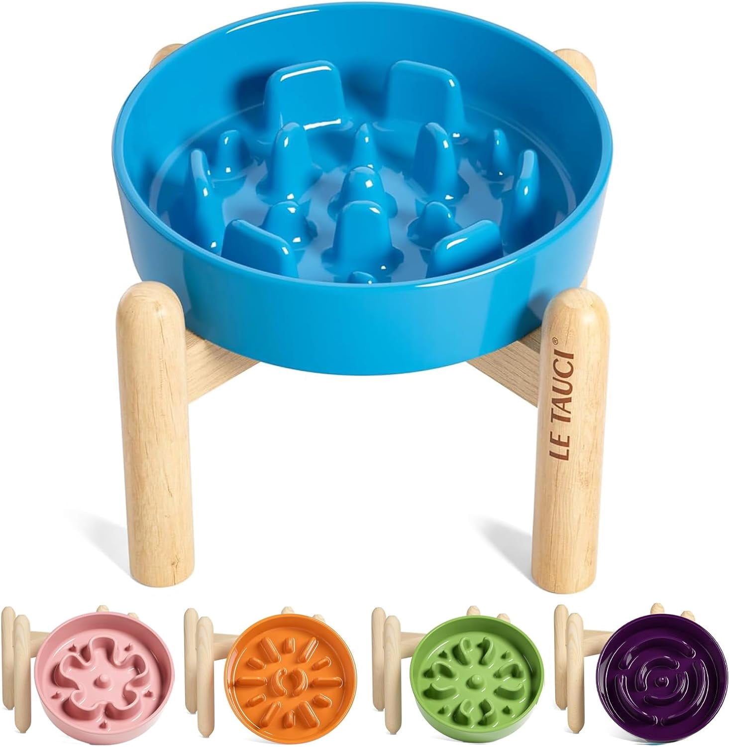 LE TAUCI Ceramic Slow Feeder Dog Bowls Small Breed, 0.6 Cups Dog Food ...