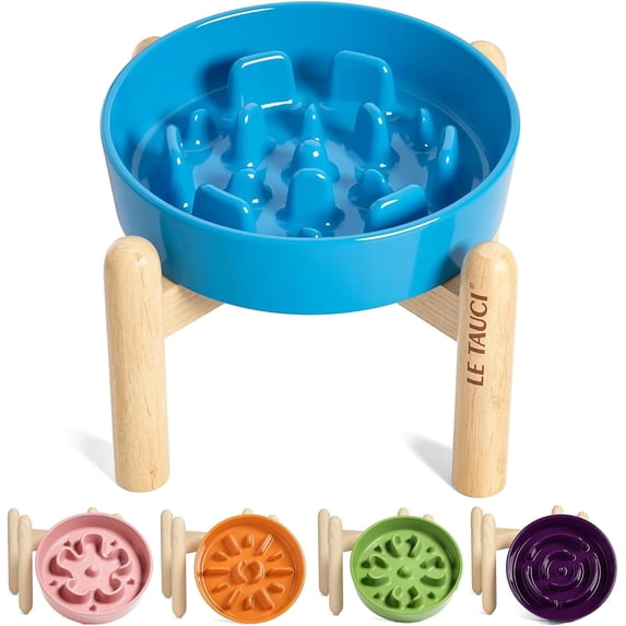 LE TAUCI Ceramic Slow Feeder Dog Bowls Small Breed, 0.6 Cups Dog Food ...