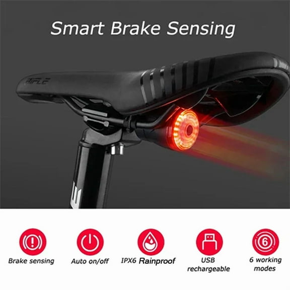 Monkey Home Smart Bike Tail Light, Brake Sensing Rear Lights, Auto On/Off, Waterproof, USB ...
