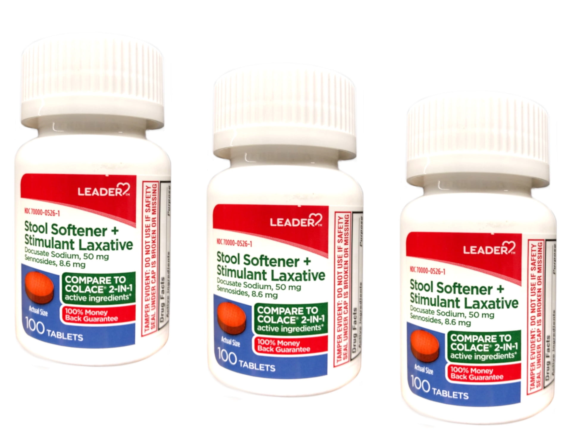 Leader Stool Softener Stimulant Laxative Relieves Constipation Docusate ...