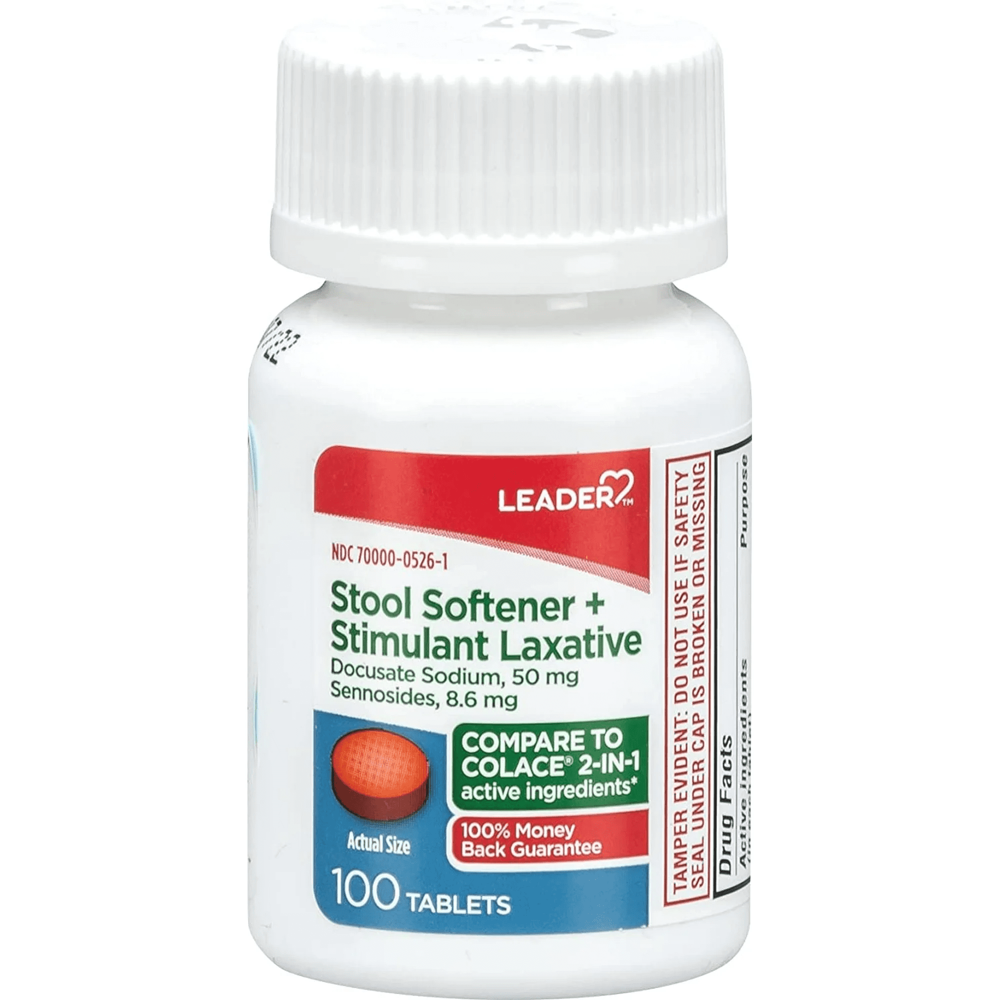 Leader 2-in-1 Stool Softener & Stimulant Laxative, Docusate Sodium 50mg ...