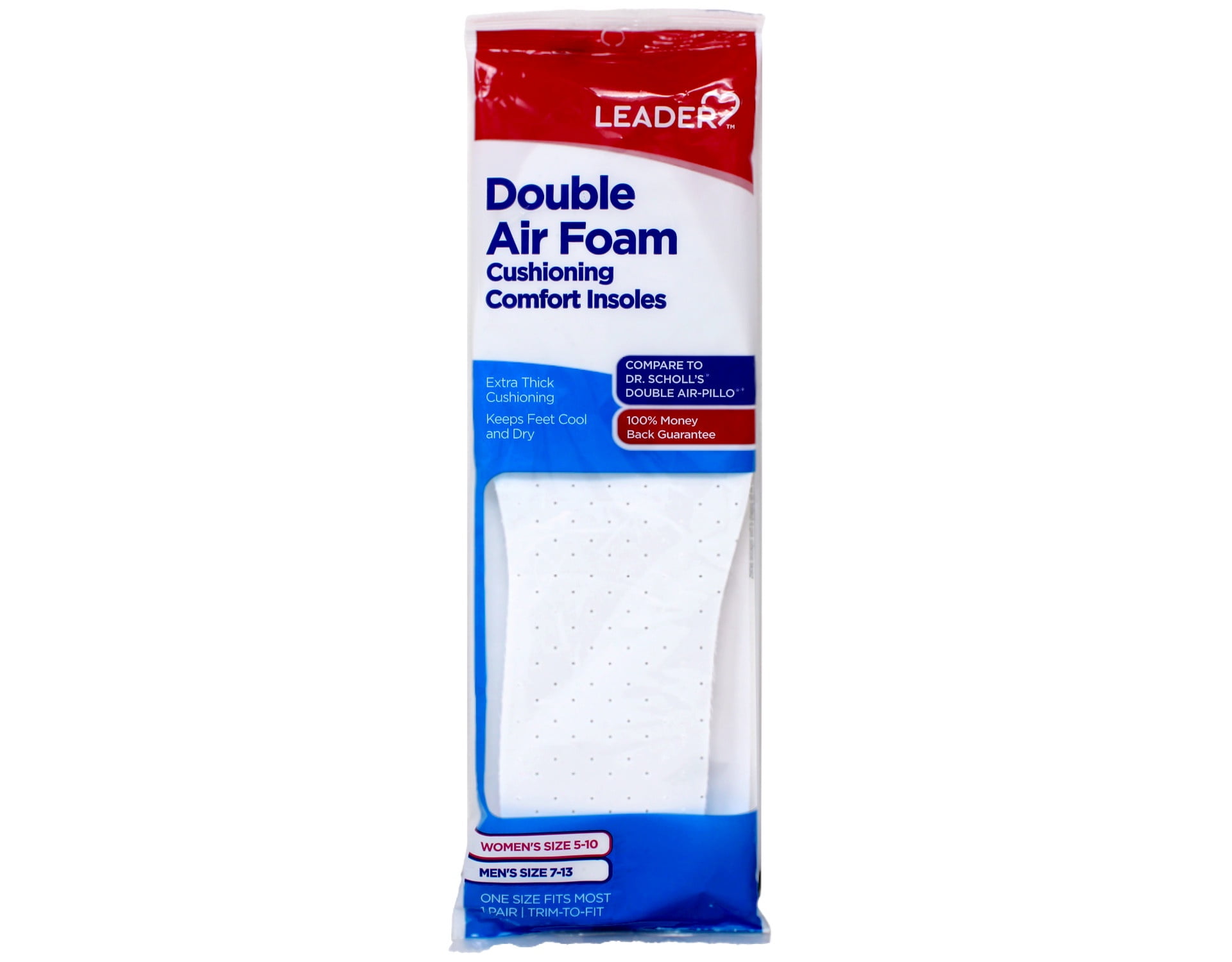 LEADER Double Air Foam Cushioning Comfort Insoles, Keeps Feet Cool ...