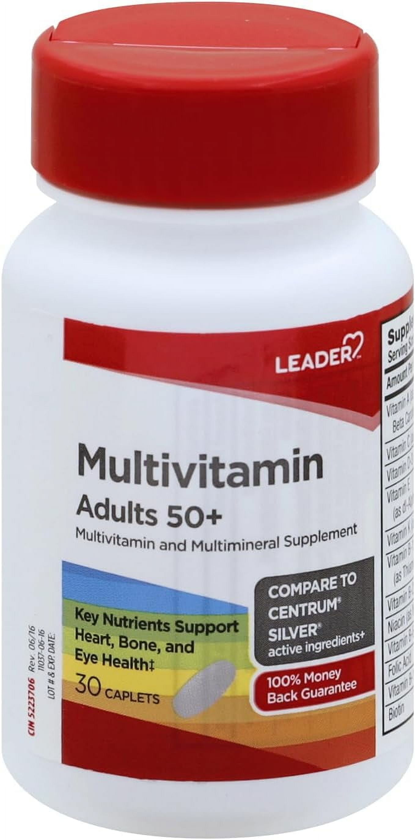 LEADER Multivitamin Adult 50+ Caplets 30 ct Pack of 1 - Walmart.com