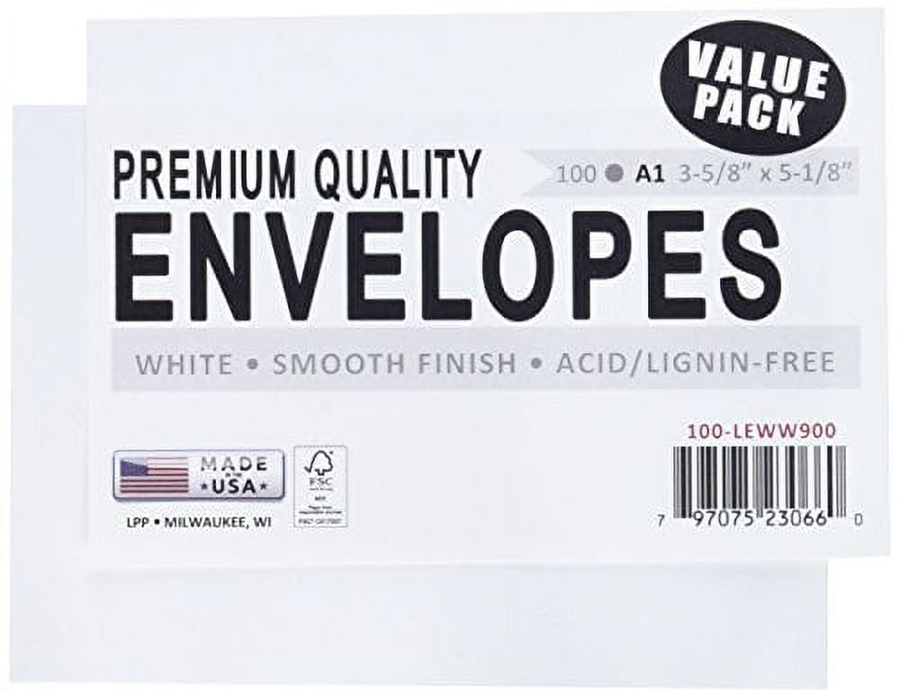 Leader Paper Products 7316255 Leader A1 Envelopes [3.625"x5.125"] 100 ...