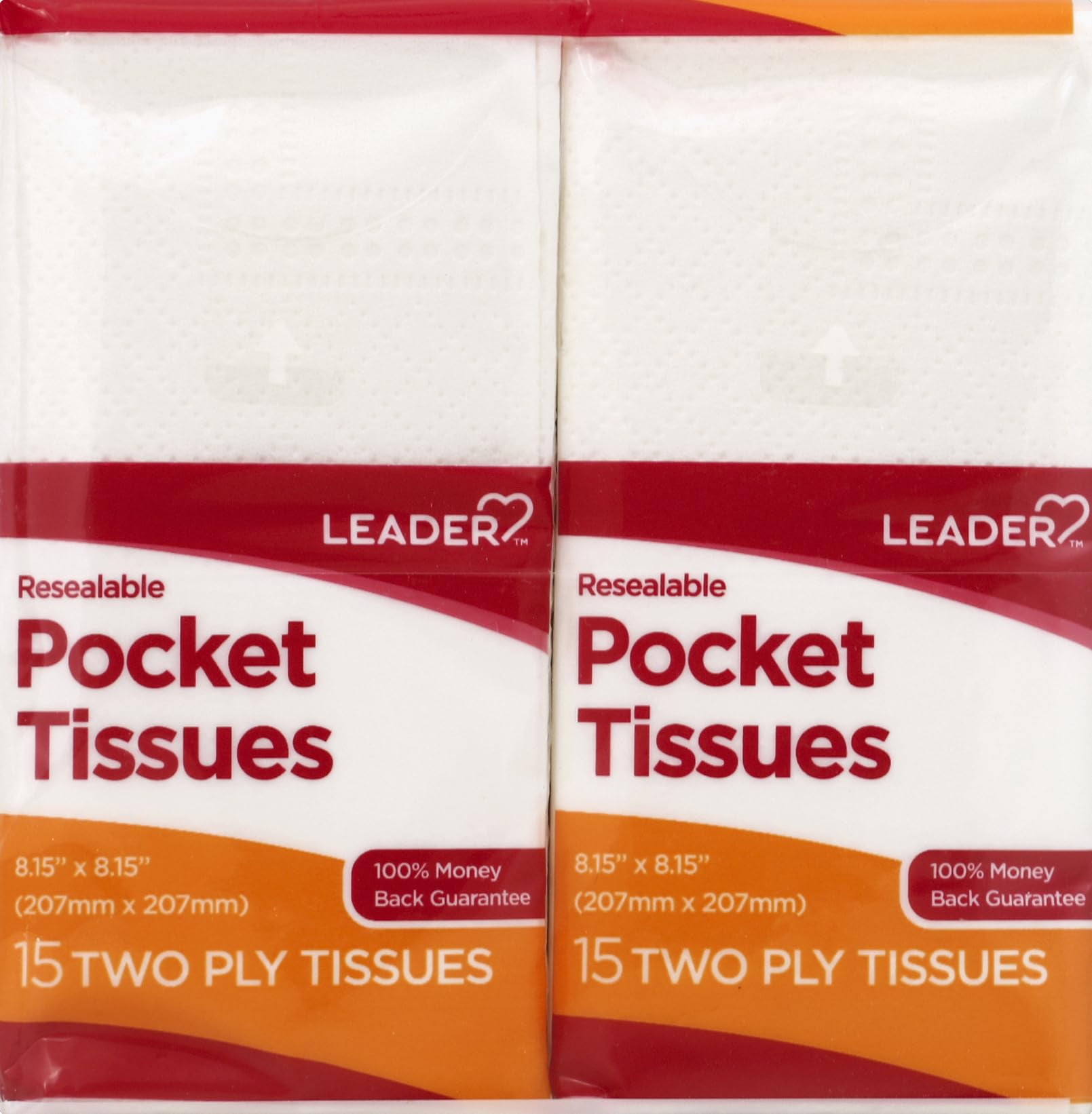 LEADER Resealable Pocket Tissues, 2-Ply HYZ01 Soft Facial Tissues, Pure ...