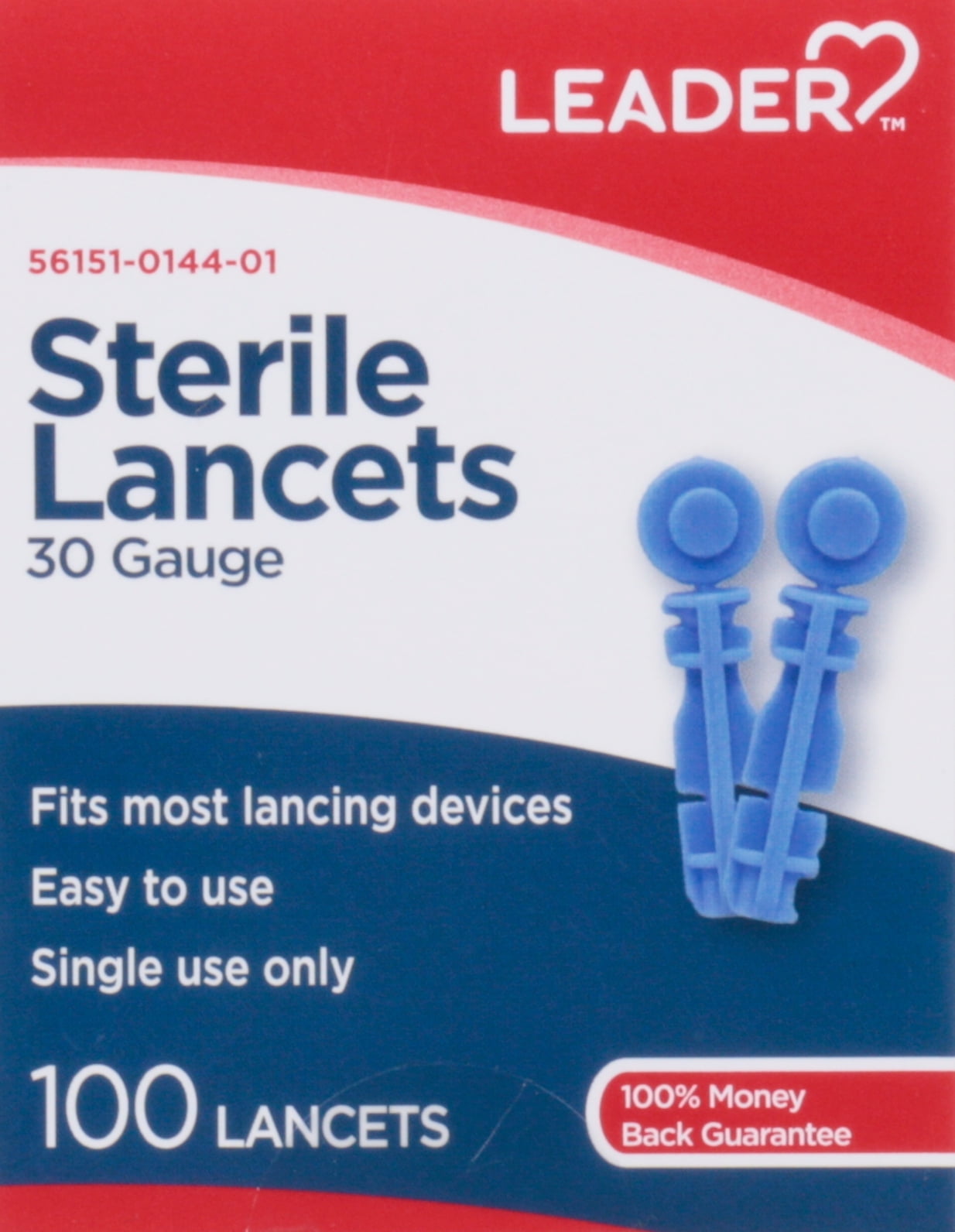 LEADER Sterile Lancets, Super Thin, 30 Gauge, 100 Count - Precision ...