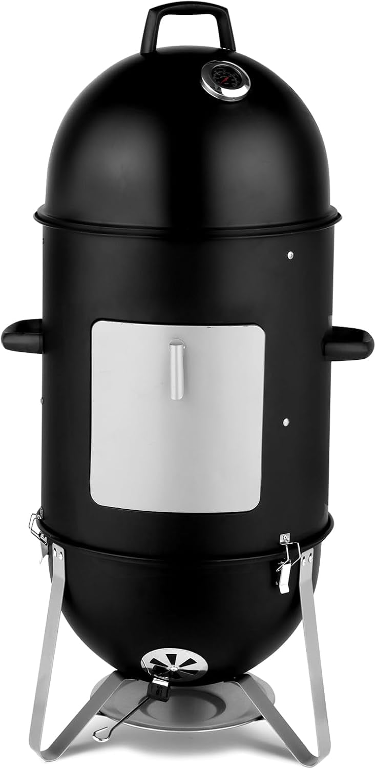 LEADZM 4-Tier 3-in-1 Vertical Charcoal Grill, BBQ Charcoal Smoker with ...