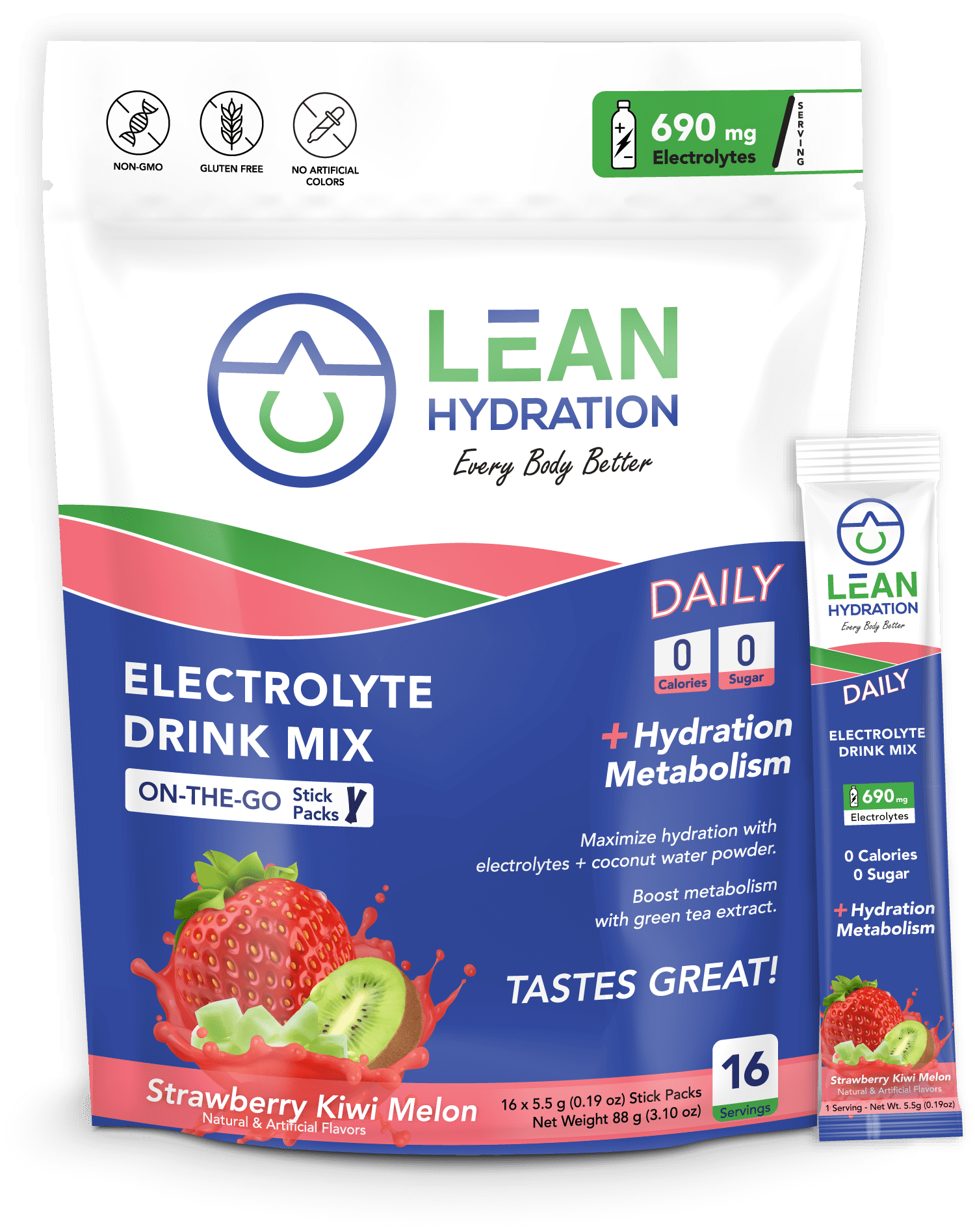 LEAN Hydration Daily Electrolyte Drink Mix 16 Servings - Walmart.com