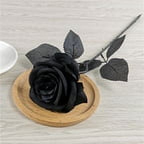 LEAQU 10Pcs Artificial Black Roses Flowers, Single Stem Silk Flowers ...