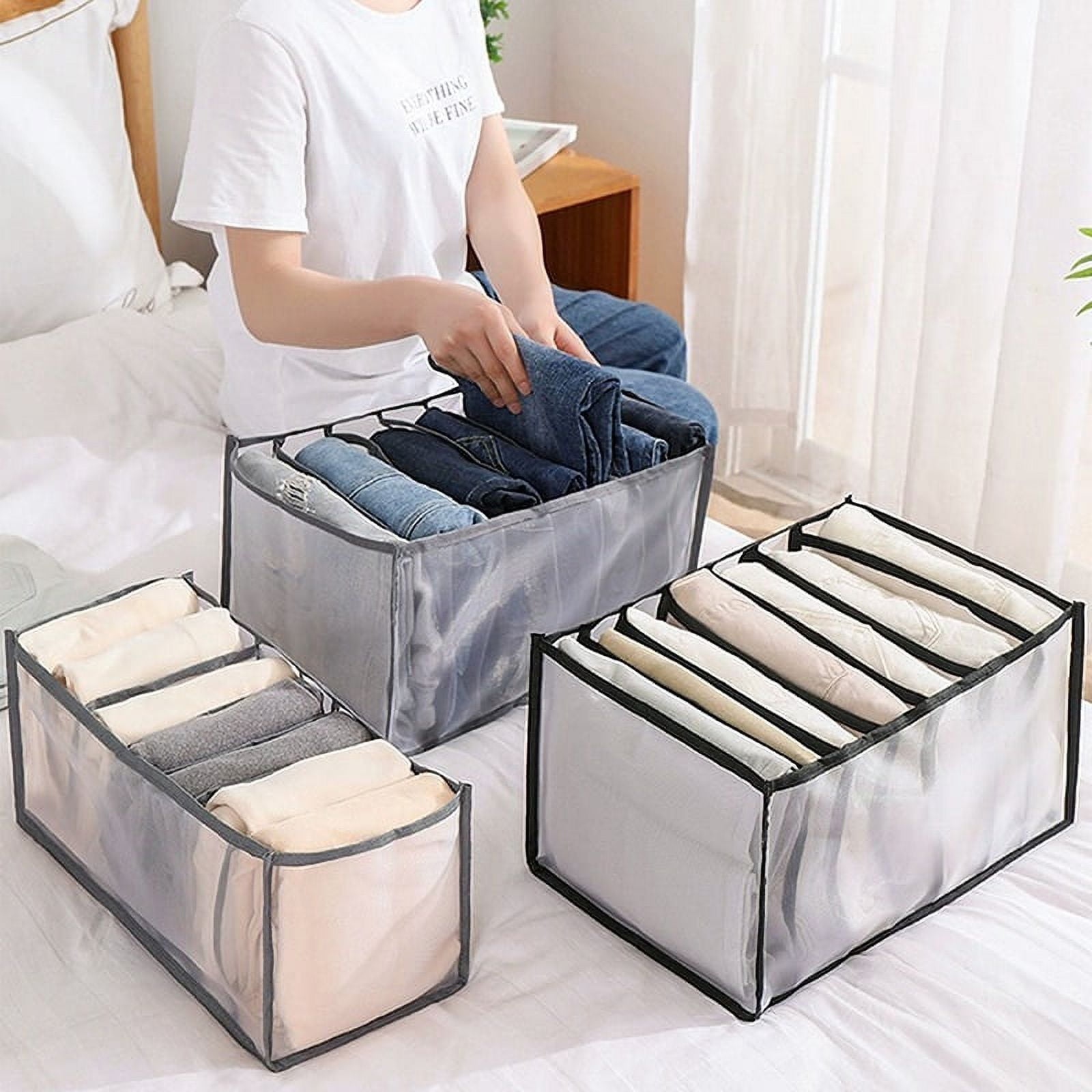 LEAQU Drawer Organizer, Compartment Foldable Organizer Storage Box ...
