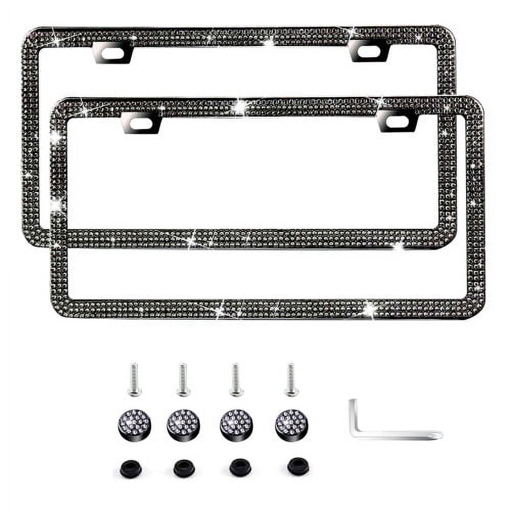 LEAQU Rhinestone License Plate Frame,2 Pack Bling License Plate Frames ...