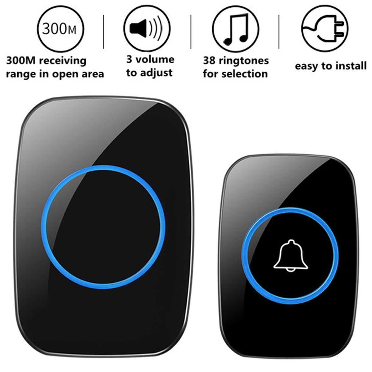 LEAQU Wireless Doorbell, Waterproof, 1000ft Range, 38 Melodies ...