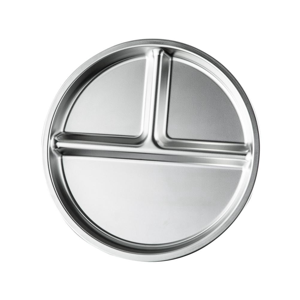 LEARNEV FLKWOP Steel Round Serving Tray Divided Food Dinner Lunch ...