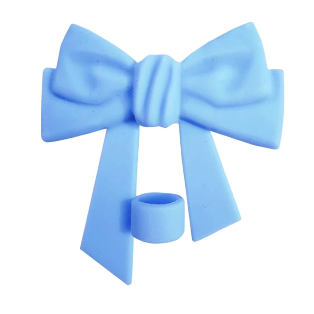 LEARNEV Food grade silicone straw cap, ice cream cup straw tie bow cap ...