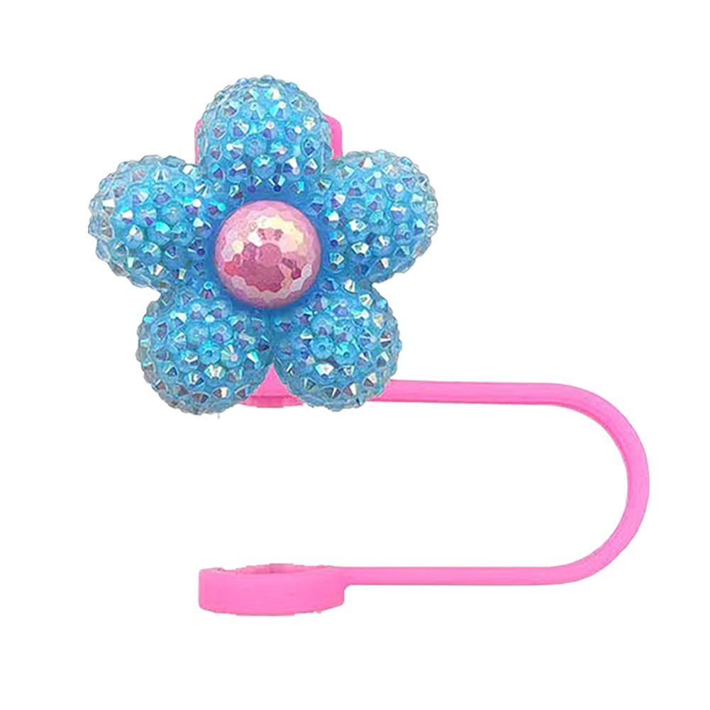 LEARNEVE Bow Flower Straw Cover shiny Straw Topper Cup Accessories Dust ...
