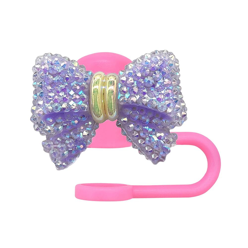 LEARNEVE Bow Flower Straw Cover shiny Straw Topper Cup Accessories Dust ...