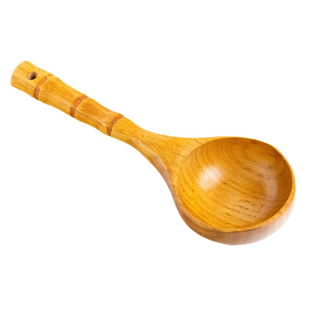 LEARNEVER Long-handled Wooden Spoon Soup Spoons Wood Kitchen Tool ...