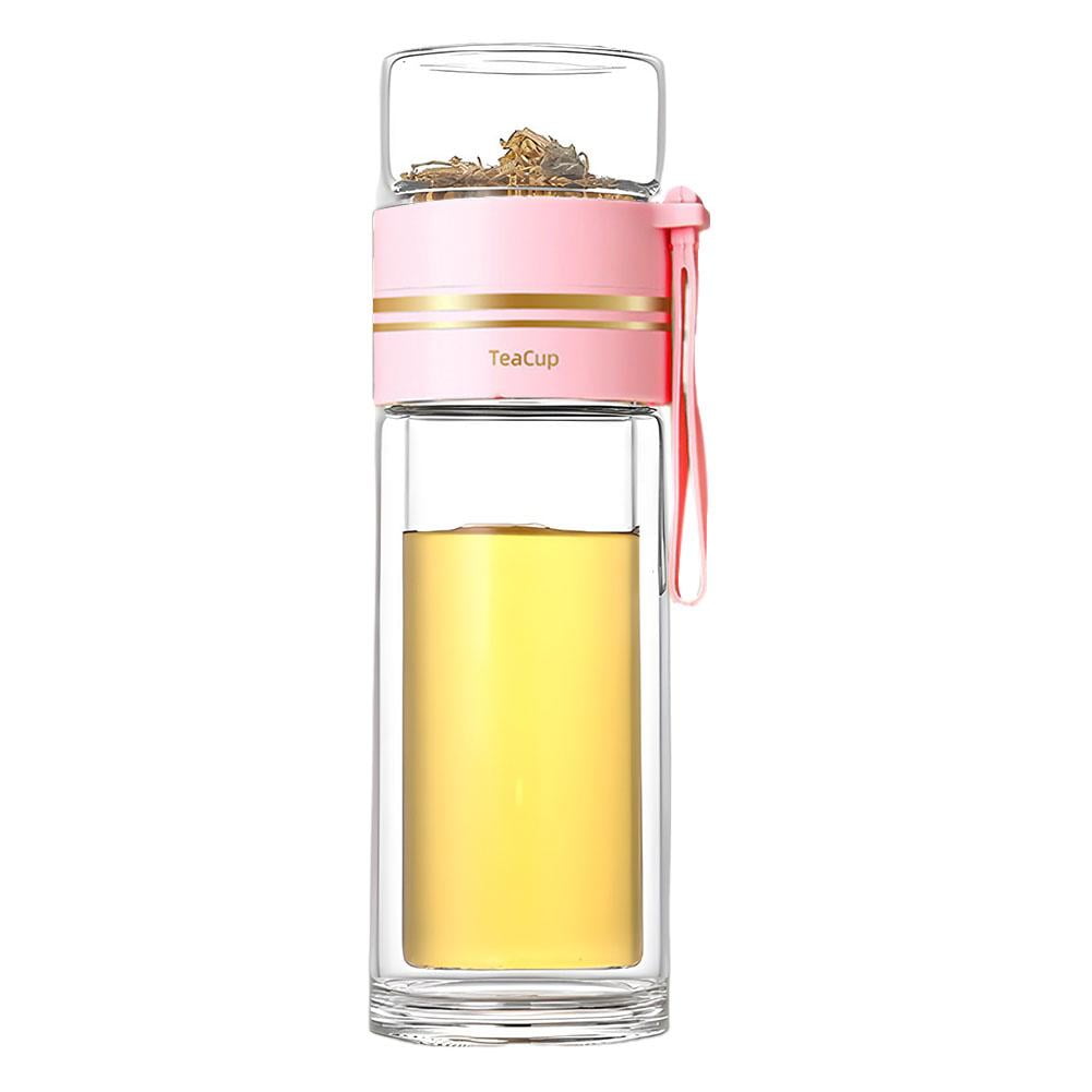 LEARNEVER Portable Double Wall Glass Tea Infuser Travel Water Separation Bottle 420/520ml ...
